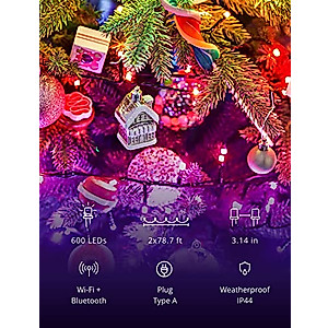 Twinkly App-Controlled 157ft Smart String LED Lights with 600 RGB LEDs - WiFi & Bluetooth Connectivity, Sync with Music, Indoor/Outdoor Use (IP44), Compatible with Google Assistant & Amazon Alexa
