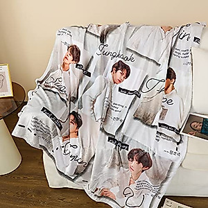 Kujou Sara 21 Cartoon Blanket Bt Throw Air Conditioning J-Hope Jimin Blankets Sofa Army Blankets Flannel Blankets Quilt Blankets for Living Room Bedroom 50"X60"