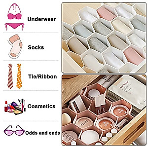 16Pcs Plastic Grid Dresser Dividers Adjustable Drawer Organizer Divider Honeycomb Separator White Storage Drawers Divider for Socks Underwear Makeup Clothes