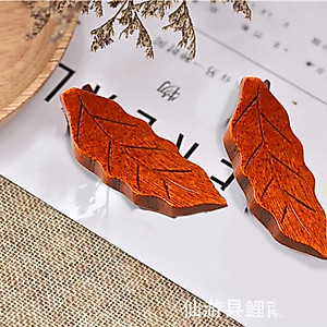 4PCS Natural Wooden Leaf Shape Wooden Chopstick Rest Japanese-Style Chopstick Stand for Home Restaurant Kitchen Table