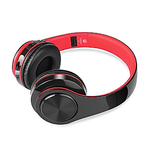 Wireless Headset with Mic, Foldable Bluetooth Headphone with 3.5mm Audio Jack, Built-in Noise Cancelling Microphone, Support for Plug-in Card, for PC, Phone(Black)