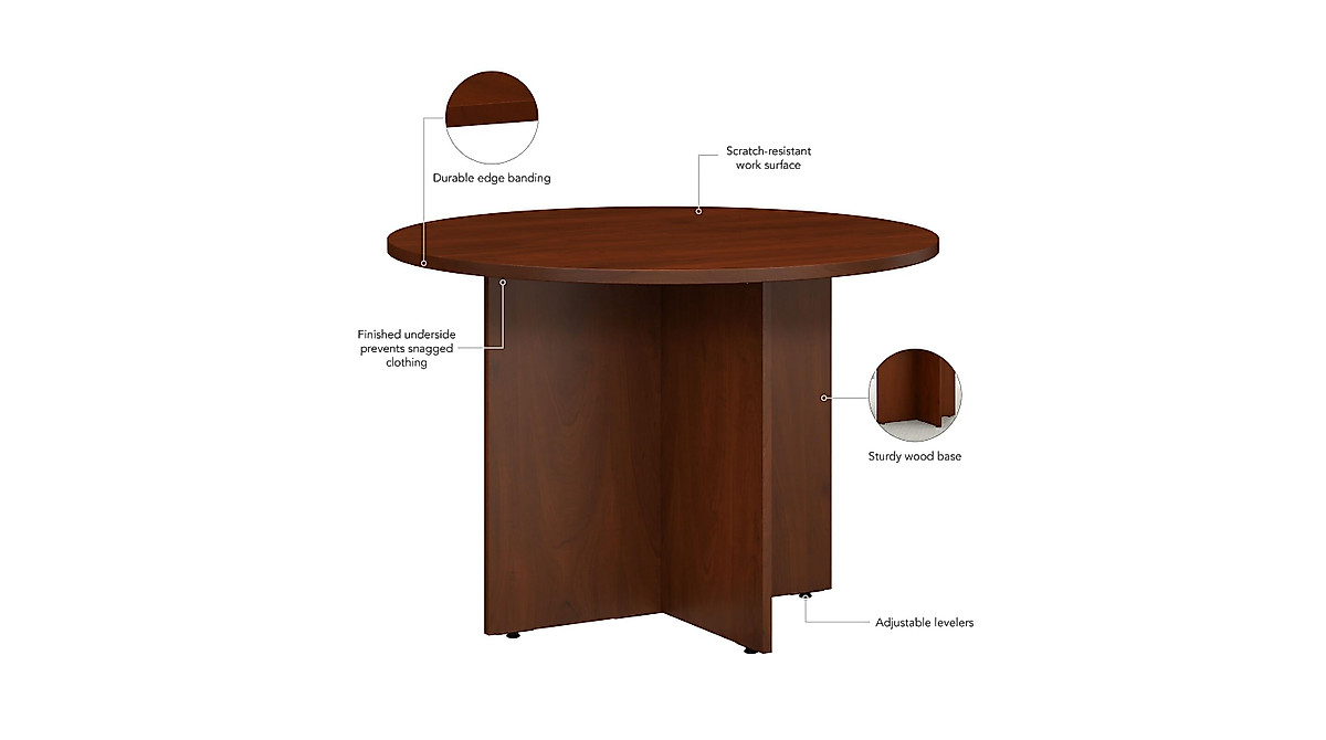 Bush Round Conference Table for 4 Users - 42W Hansen Cherry