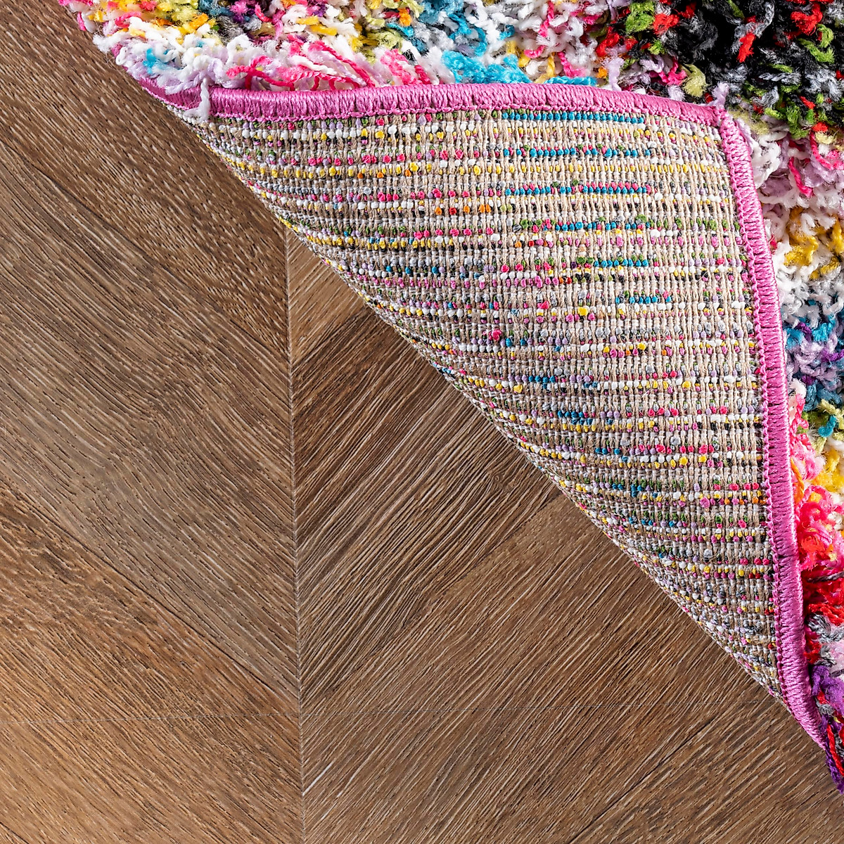 nuLOOM Kindra Abstract 2x6 Runner Shag Rug for Living Room Bedroom Dining Room Nursery Entryway Hallway, Multicolor/Red