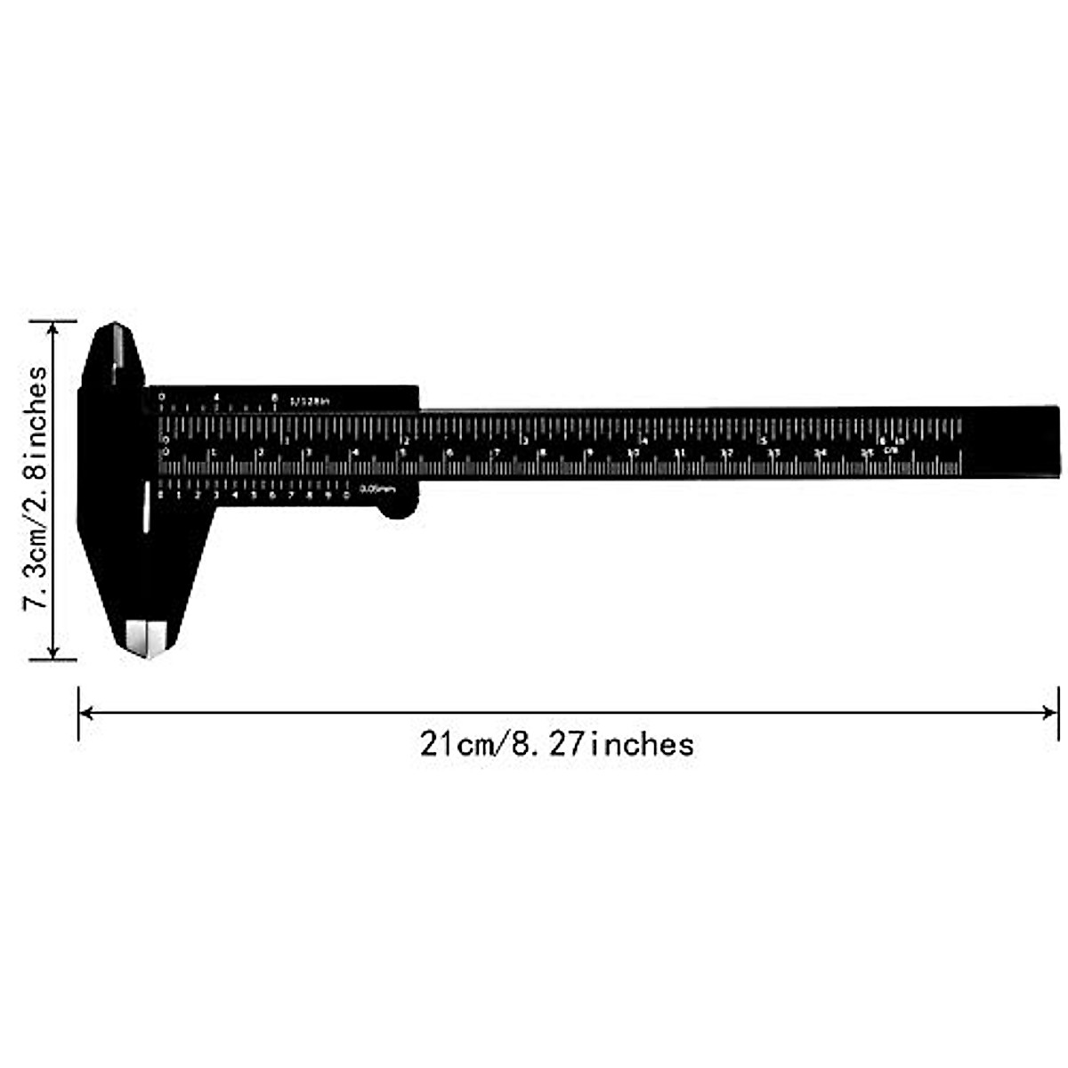Honoson 10 Pieces 150 mm Mini Plastic Caliper Vernier Caliper Double Scale Sliding Gauge Measuring Tool for Student Office, 0-6 Inch, Black