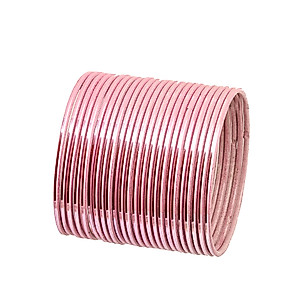 Touchstone "Colorful Bangle Collection Indian Bollywood Modern Style Pretty Baby Pink Textured Color Wrist Filler Indian Bollywood Thin Designer Jewelry Metal Bangle Bracelets For Women. Set Of 24.