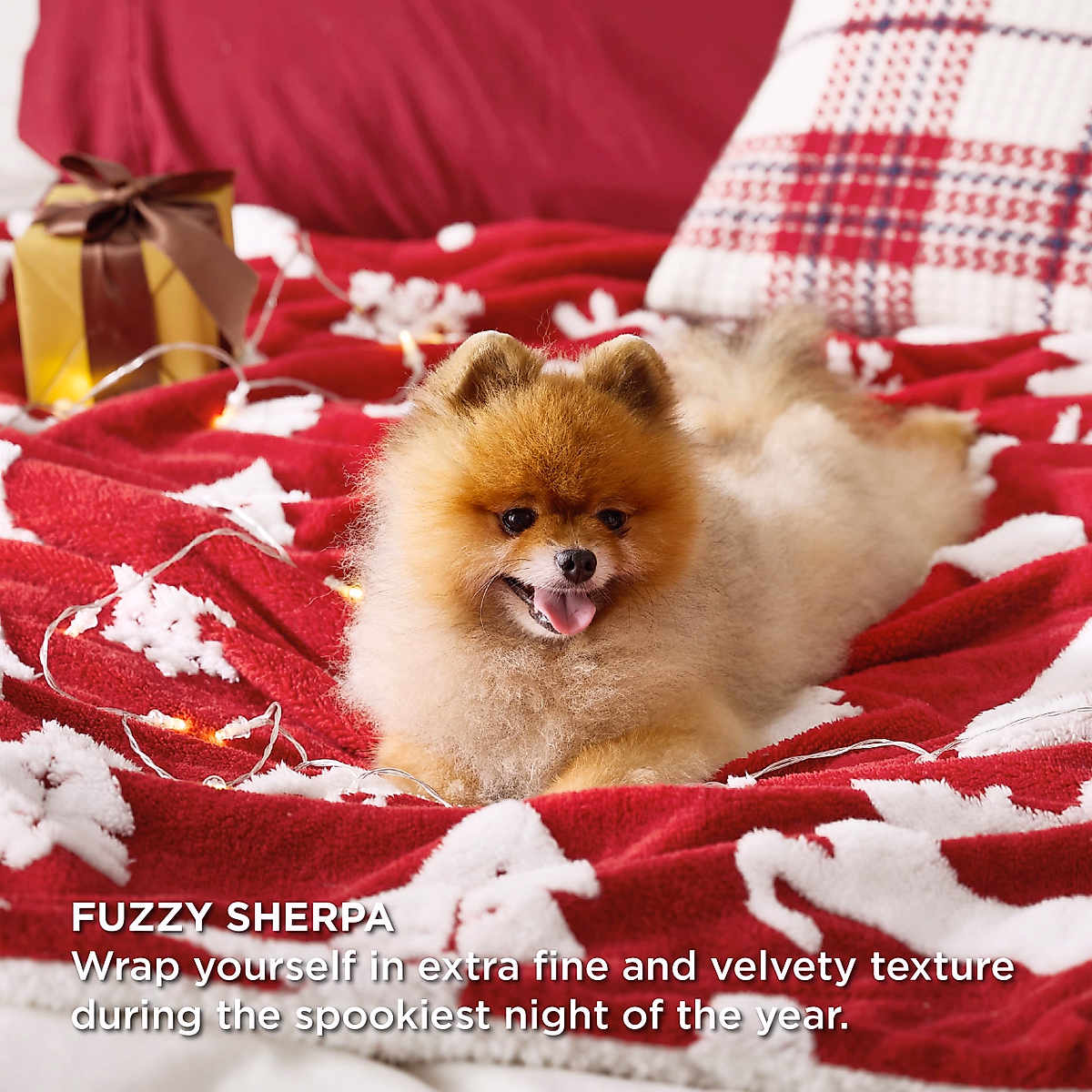 Bedsure Soft and Warm Christmas Elk Sherpa Blanket for Couch, Sofa, Bed - Winter Blanket Decoration Gift, 50"x60"