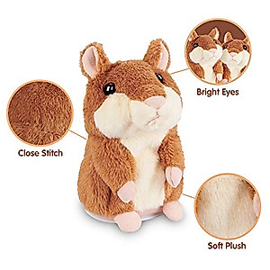 SANJOIN Kids Toddler Toys for Ages 2-4, Talking Hamster Repeats What You Say, Interactive Plush Repeating Toy for 2 3 4 5 6 8 Year Old Boy Girl Birthday Gift (Brown)
