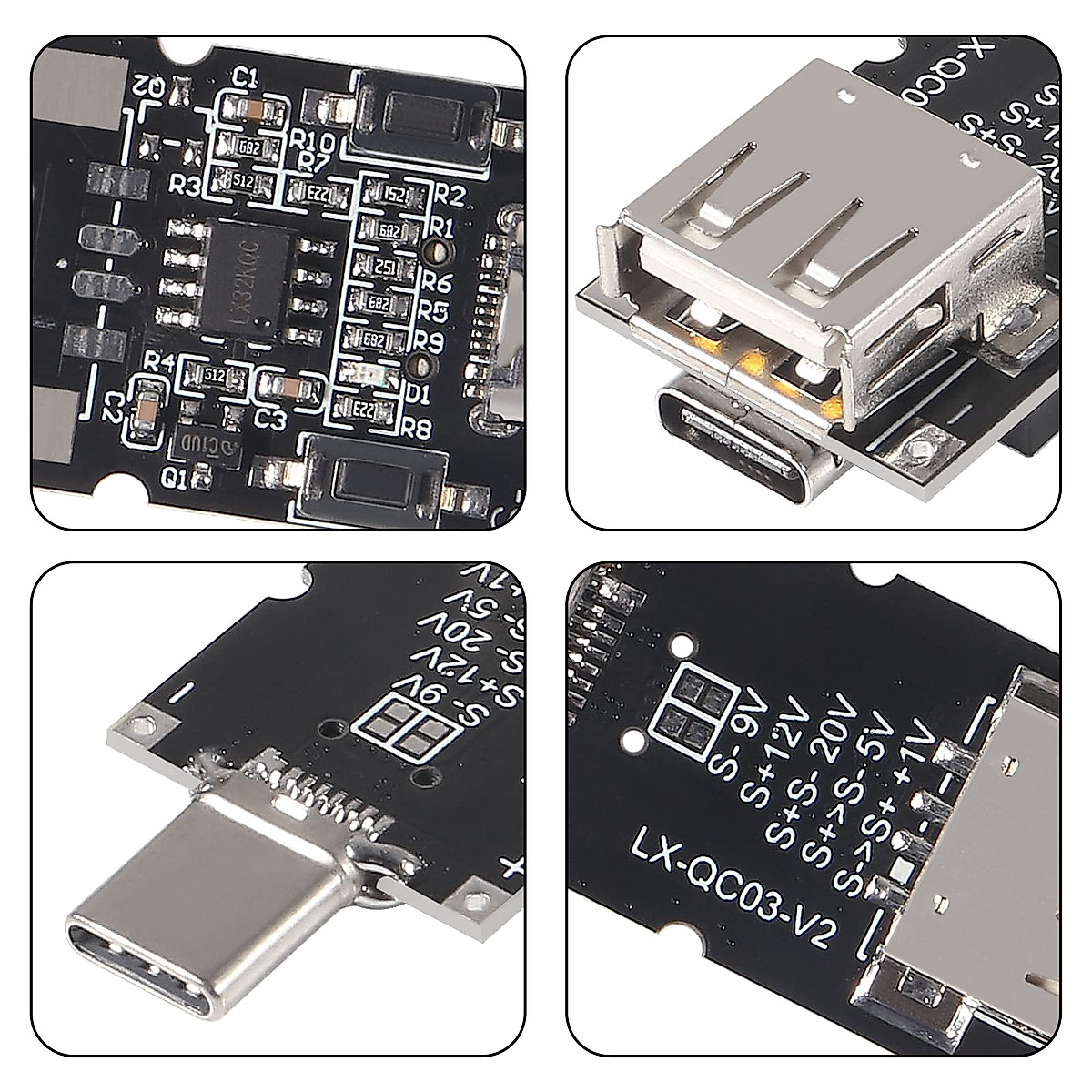 5Pcs 100W 5A USB Type-C Decoy Trigger Board 5V 9V 12V 15V 20V Output QC PD 2.0/3.0 Trigger Adapter Cable Connection Polling Detector