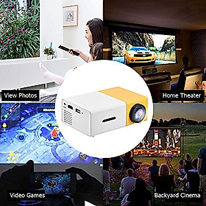 Upgraded Mini Projector, Asixx LED Portable Projector Full HD Mini Video Projector Support 1080P HDMI, AV, USB for Home Cinema, TVs, Laptops, Games, iPhone Android Smartphones(White Yellow