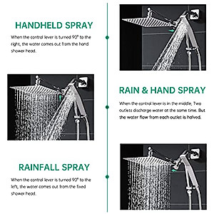V-Frankness All Metal Dual Shower Head with Handheld Combo, 8 Inches Rain Shower Head Contains Diverter with Adjustable Shower Arm and Holder, and 70 Inches Extra Long Stainless Steel Hose (Chrome)