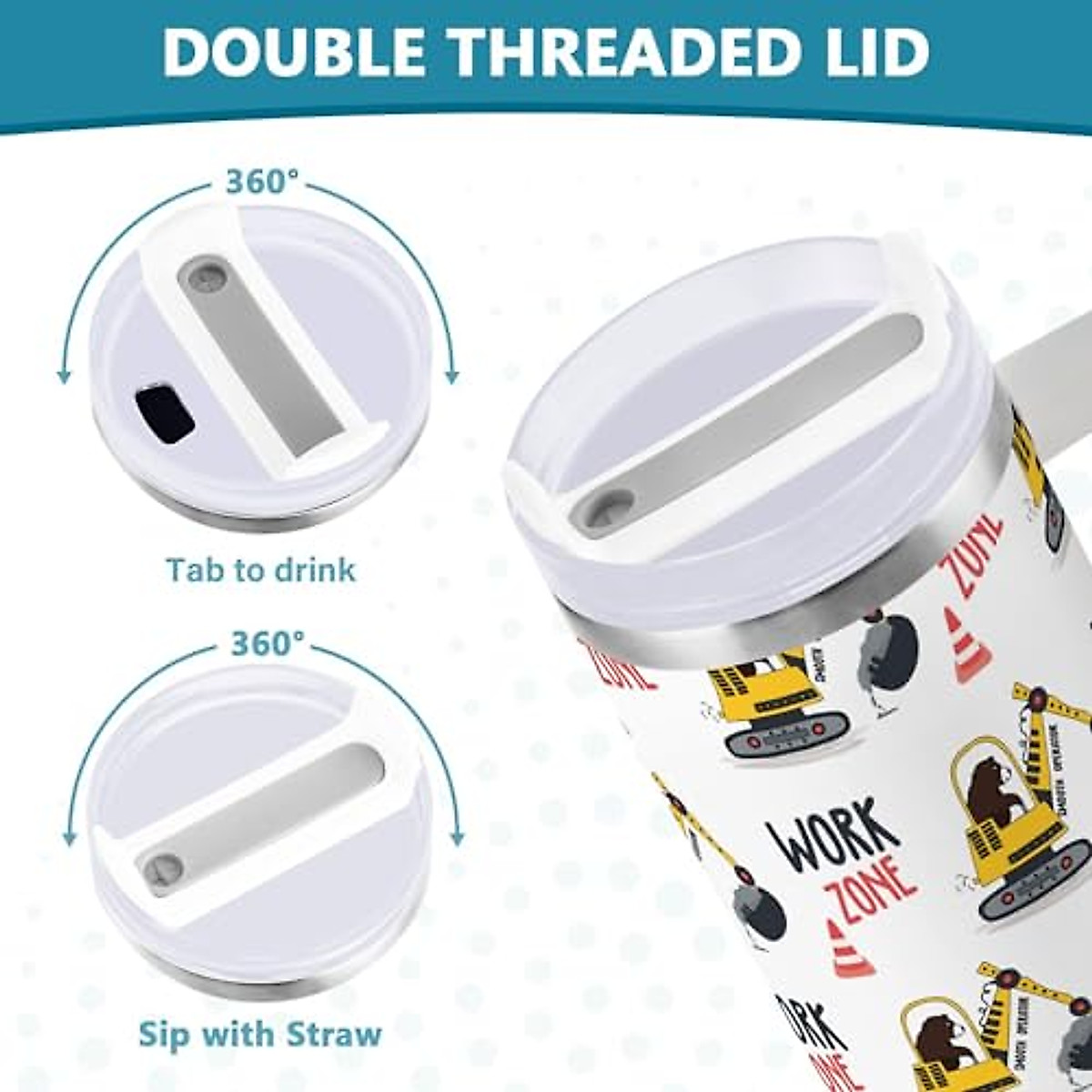 ARGTILDN 30 oz Tumbler Yellow Digger Animal Insulated Travel Mug with Handle and Straw Lid Stainless Steel Vacuum Coffee Cup Tea Beverage Container Water Bottles for Car Sports office