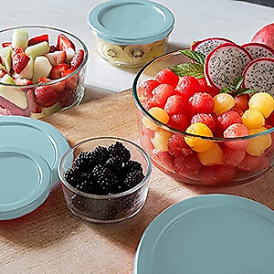 Luvan Glass Storage Containers with Lids, Set of 6 Round Glass Food Storage Containers (2cup/4cup/7cup) for Kichen and Storage, Dishwasher, Refrigerator and Microwave Oven Safe