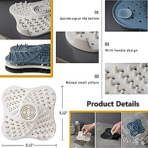 Shower Drain Filter Hair Catcher,Sauqre Bathroom Drain Cover Silicone Hair Stopper Shower Sink Strainer with Suction Cup,Easy to Install and Clean, Suit for Bathroom Bathtub and Kitchen 3PCS