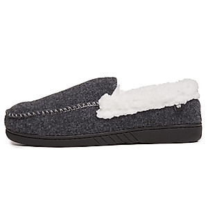 Lucky Brand Mens Faux Wool A-Line Slippers with Memory Foam