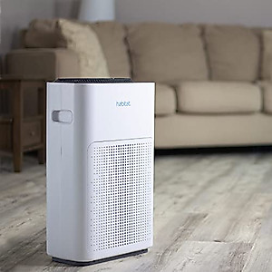 Habitat Medium Room Air Purifier with HEPA 13 Activated Carbon Filtration System, Real-Time Air Quality Monitor and Alert, Whisper Quiet Fan with Three Speeds, Filter Replacement Reminder, White