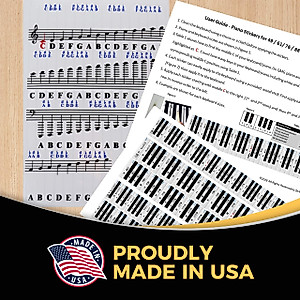 QMG Piano Stickers for 49/61/ 76/88 Key Keyboards – Transparent and Removable; Made in USA