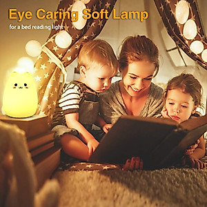 MOKOQI Cat Tap Night Light,Toys for 2-14 Years Old Boys Girls, Cute Cat Lamp Silicone Baby Nightlight for Bedroom,Tap Control Glow up Color Changing Kawaii Animal Lamp