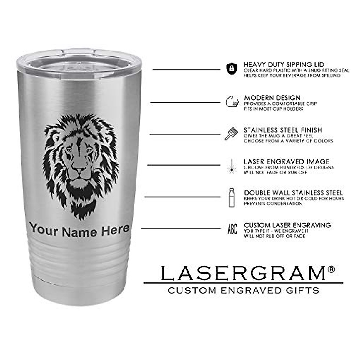 LaserGram 20oz Vacuum Insulated Tumbler Mug, Messianic Symbol, Personalized Engraving Included (Stainless Steel)