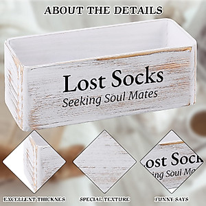 Farmhouse Lost Socks Storage Funny Laundry Sign Wooden Storage Baskets Laundry Room Storage Missing Socks Laundry Decor Farmhouse Sock Basket for Laundry Room Wall Decor (11.02 x 3.54 x 3.54 Inch)