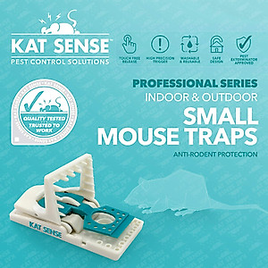 Kat Sense Mouse Traps for House, Reusable Humane Snap Trap That Works, Effective Indoor Mousetrap, Pack of 8 Small Mice Rodent Rat Traps