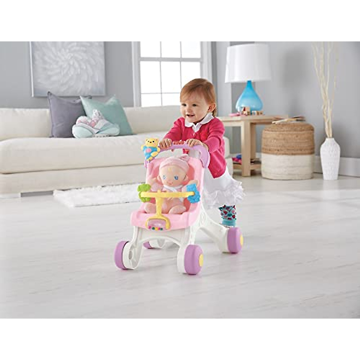 Fisher-Price Brilliant Basics Stroll-Along Walker, Pink