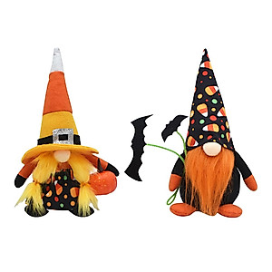 Abaodam 2pcs Halloween Gnomes Plush Elf Decoration Scandinavian Gnome Doll Ornament for Tiered Tray Decor Halloween Party Favor Trick or Treat