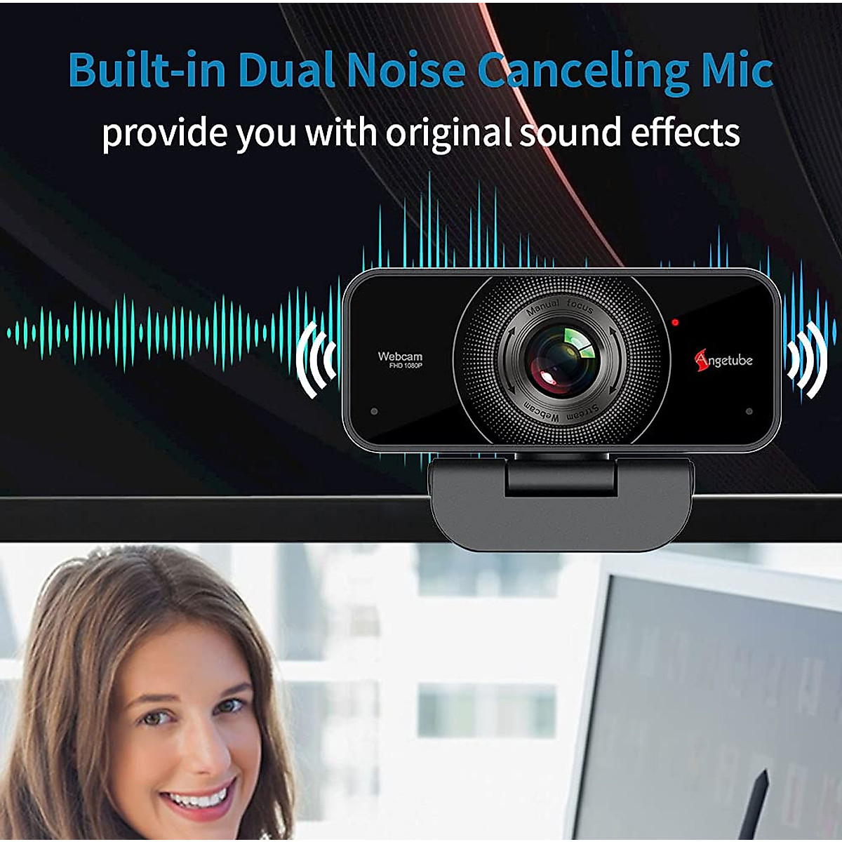 Angetube 1080P Webcam with Microphone - USB Computer Camera for Laptop/Desktop/Mac - HD PC Web Cam for Zoom/Skype/Teams/Xbox, Streaming | Video Conferencing | Calling