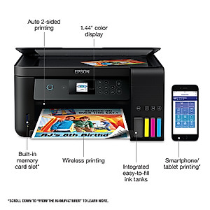 Epson Expression ET-2750 EcoTank Wireless Color All-in-One Supertank Printer with Scanner and Copier (Renewed)