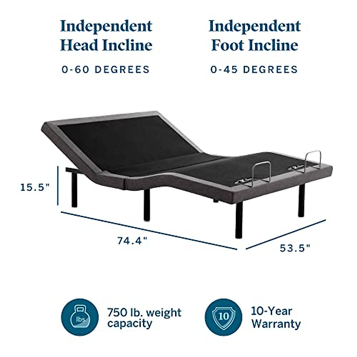 Lucid L300 Full Adjustable Bed Frame with Lucid 10 inch Latex Hybrid Full Mattress