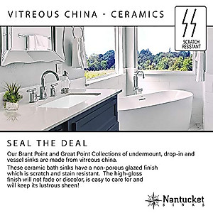 Nantucket Sinks UM-13x10-W 13-Inch by 10-Inch Oval Ceramic Undermount Vanity Sink, White