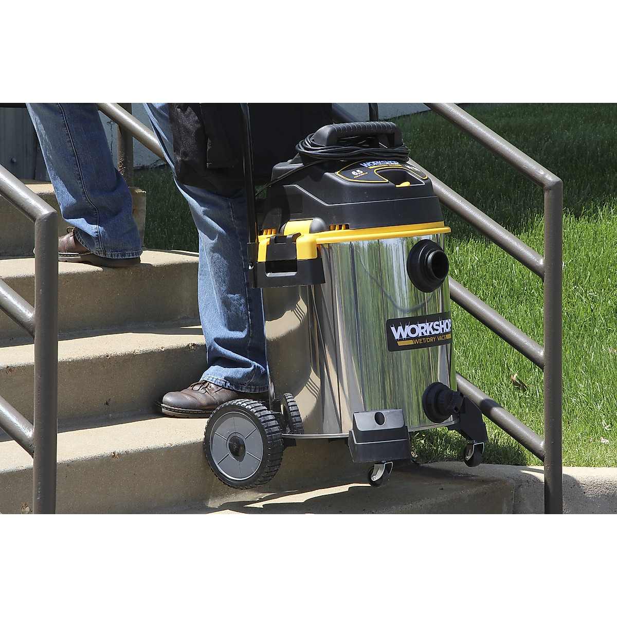 WORKSHOP Wet/Dry Vacs WS1600SS Stainless Steel 6.5-Peak Wet Dry Vacuum Cleaner, 16 Gallon w/ attachment and hose