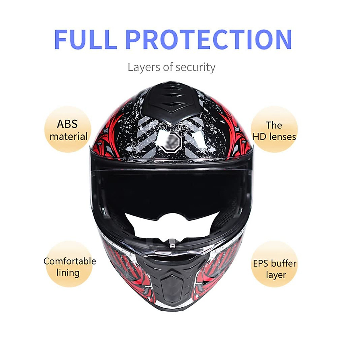 DOT Certified Cool Modular Motorcycle Full Face Helmets with Dual Visor, Adults Men Women Flip up Motorbike Cool Girls Helmet for Street Dirt Bike ATV Motocross Racing Protection Helmet -G-XXXL
