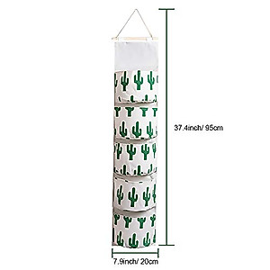 MODOWEY 2 Pack Over The Door Storage, Waterproof Wall Closet Hanging Storage Organizer with 5 Pockets, Cotton Linen Fabric Hanging Shelves Pocket for Wall Bedroom Bathroom (Grey)