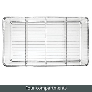 mDesign Plastic Food Storage Organizer Bin Box Container - 4 Compartment Holder for Packets, Pouches, Ideal for Kitchen, Pantry, Fridge, Countertop Organization - 4 Pack - Clear
