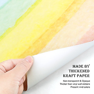 56"x64" Extra Large Rainbow Wall Stickers Precut Vibrant Half Watercolor Rainbow Wall Decals Eco-Friendly Water-Activated gummed Wall Art Sticker for Girls Nursery Kids Bedroom Living Room Wall Decor