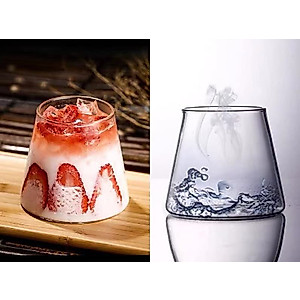 RYUHYF Fujiyama glasses, Japanese water glasses, water glasses, whisky glasses, beer glasses, breakfast milk glasses, juice glasses, beverage glasses, tea cups,set of 1 (Medium size-350ml)