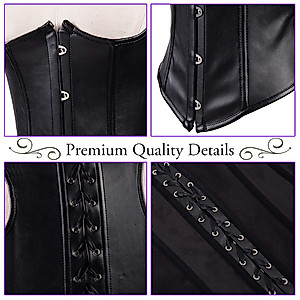 Alivila.Y Fashion Corset Womens Faux Leather Steampunk Corsets Victorian Bustier 2672A-Black-2XL