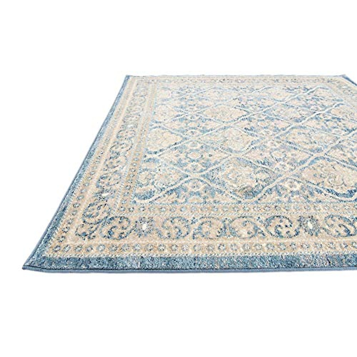 Unique Loom Salzburg Collection Classic Traditional Medallion Design Oriental Inspired with Intricate Border Area Rug, 4 ft, Navy Blue/Light Brown