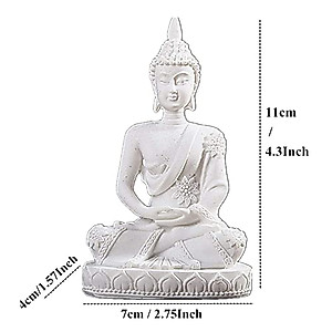 Vilead Buddha Statue for Home Office Tabletop, Thai Shakyamuni Sitting Statue with Bronze Finish, 4.3” Minimalist Sandstone Buddha for Zen Decor, Meditation Decor