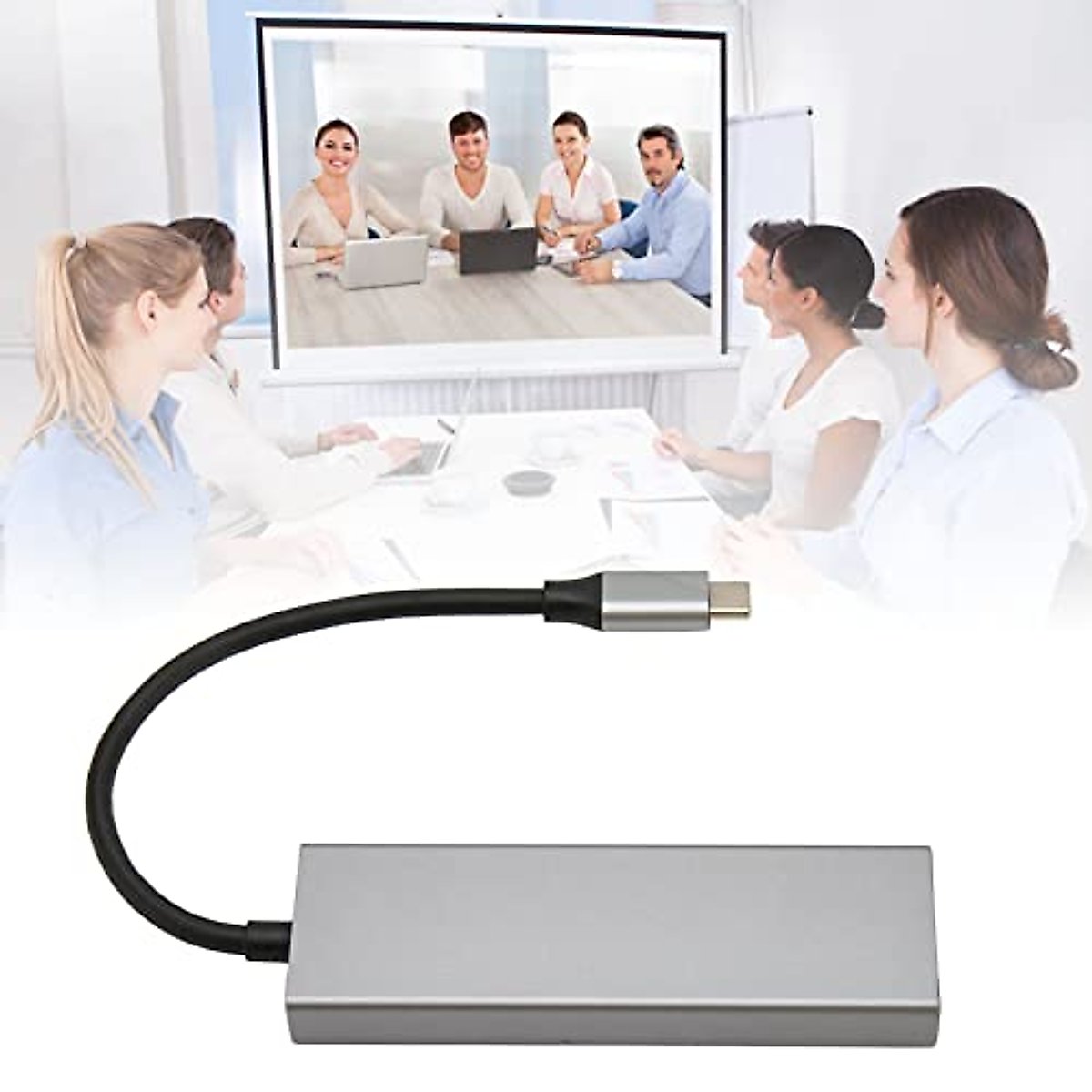5 in 1 USB C Hub, Aluminum Alloy USB C Hub Adapter Multiport Plug and Play 5Gbps Data Transfer to Printer