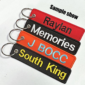 ssass Personalized Keychain, Custom Embroidery Double Sided Text Keyring, Unique Gift Keychain for Men/Women Motorcycle Scooter Car