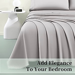 100% Egyptian Cotton Sheets King Size,1000 Thread Count Luxury Heavy Bed Sheets Set (Gray, King)