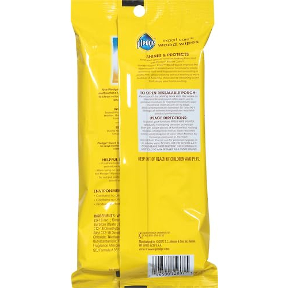 Pledge Expert Care Wood Wipes, Shines and Protects, Removes Fingerprints, Lemon Scent, 24 Count (Pack of 1)