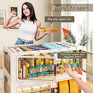 EnHomee 125GAL/500QT Storage Bins with Lids, Stackable Storage Bins with Wheels and Doors, Plastic Storage Containers Box, Large Collapsible Storage Drawers for Bedroom Closet Organizers, 5PC