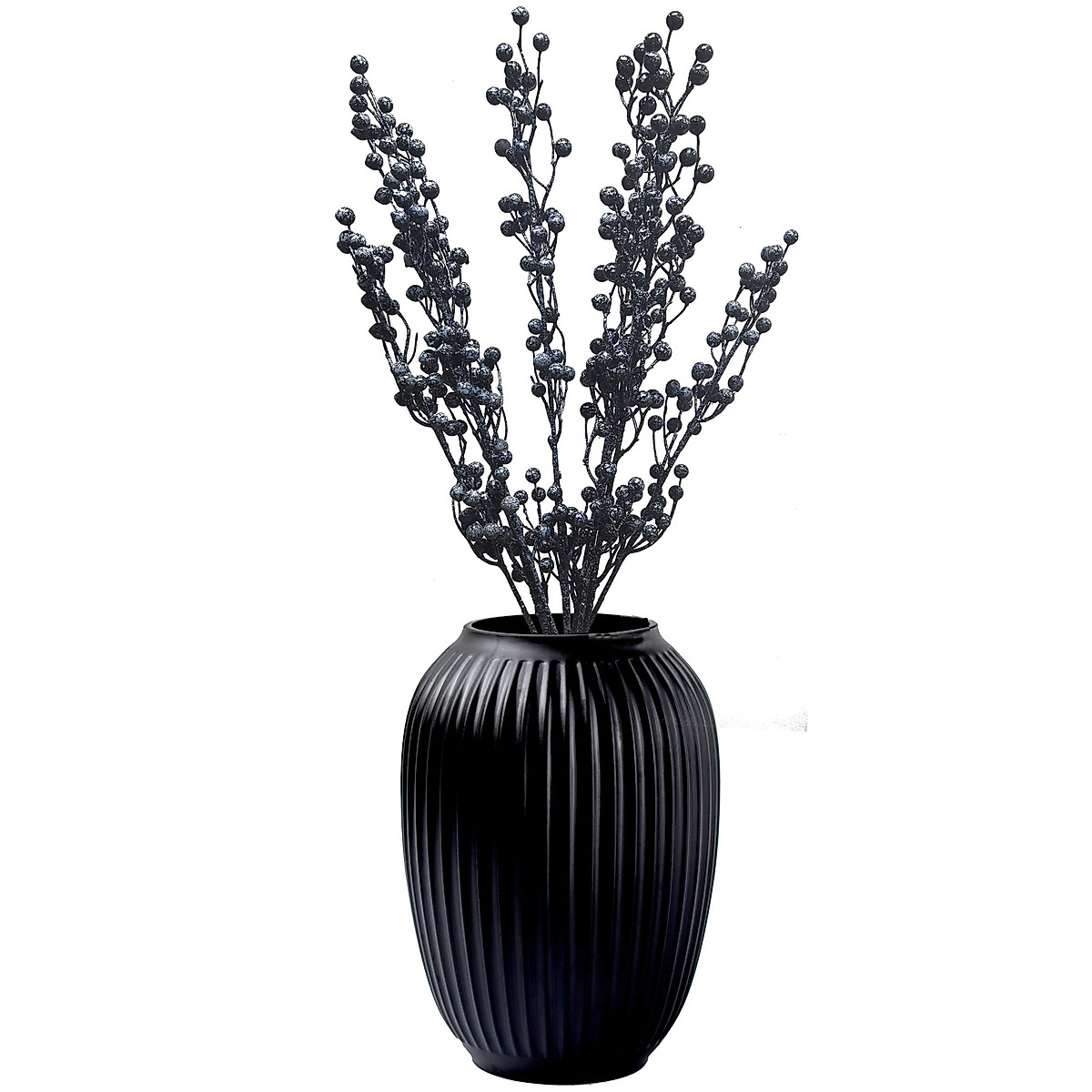 JD ARTIFICIAL PLANTS 4pcs 41" Long Stem Blue Berry Branches Tree Twigs for Home Decor Tall Vase Housewarming Gift Office Restaurant Wedding Garden Patio Photography Props(Dark Blue)