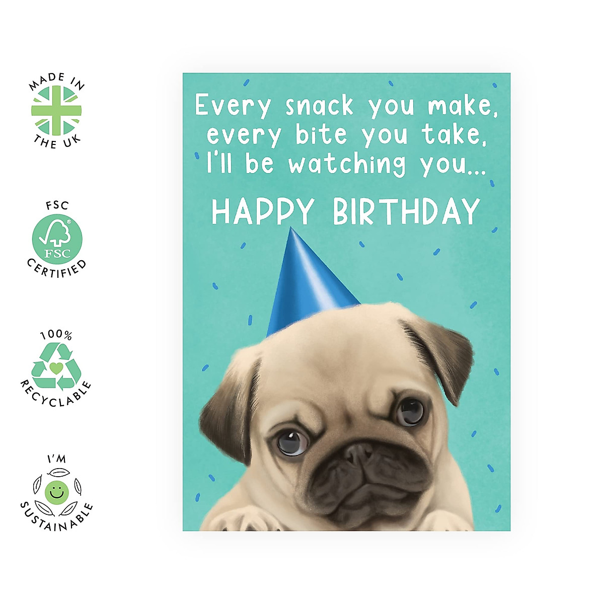 CENTRAL 23 Dog Birthday Card - Funny Pug Greeting Card - From the Dog to Fur Parents, Dog Dad Mom- Pet Owner - Vegan Ink - Comes With Stickers - Made In UK