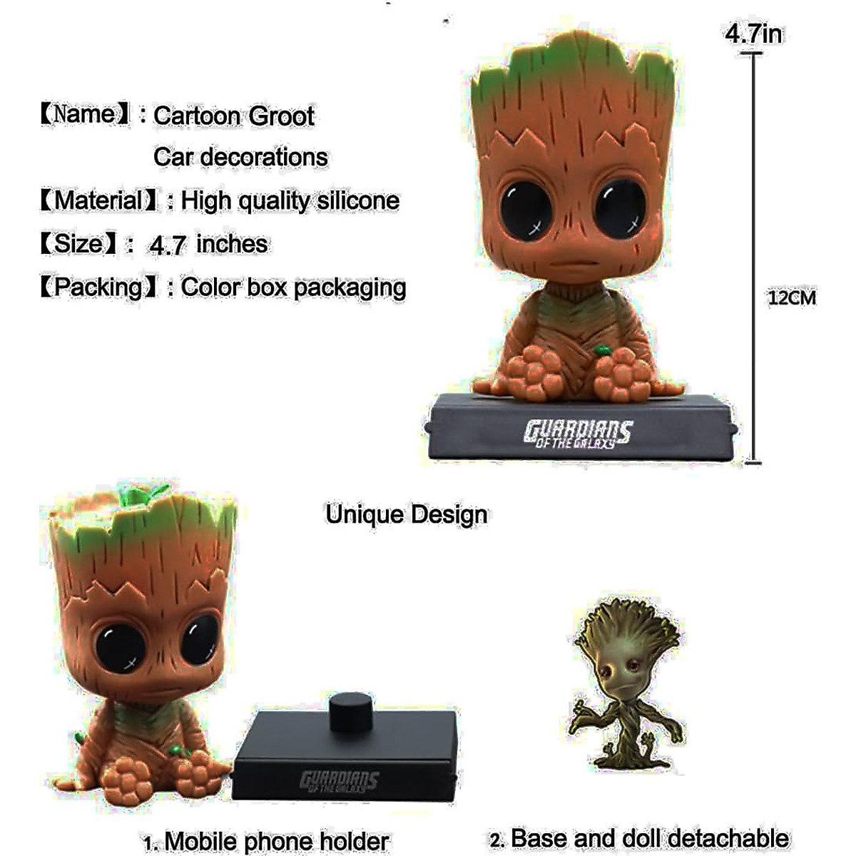 Car Dashboard Bobblehead Doll Cute Car Accessories, Supper Hero Anime Gobble Heads for Dashboards, Anime Hero Bobblehead Mobile Phone Holder Car Decorations