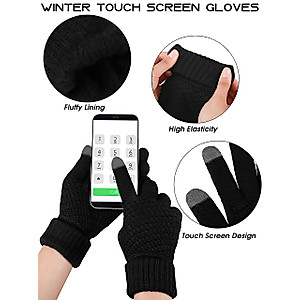 URATOT 4 Pack Winter Knitted Set Thick Knitted Beanie Hat Scarf Gloves Ear Warmer for Men or Women