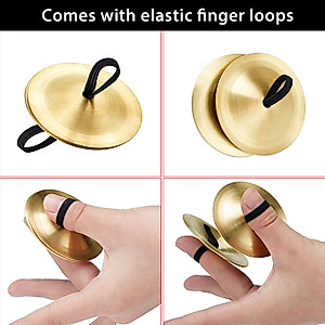 20 Pieces Finger Cymbals Belly Dancing Finger Dancing Finger Zills Musical Instrument for Dancer Party (Gold)
