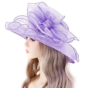 Testudineus Women Organza Bow-Knot Church Hat Fascinator Cap for Tea Party Bridal Wedding Dress Sun Hat